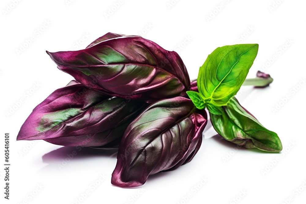 Green basil leaves with Clipping paths, full depth of field. Fresh red ...