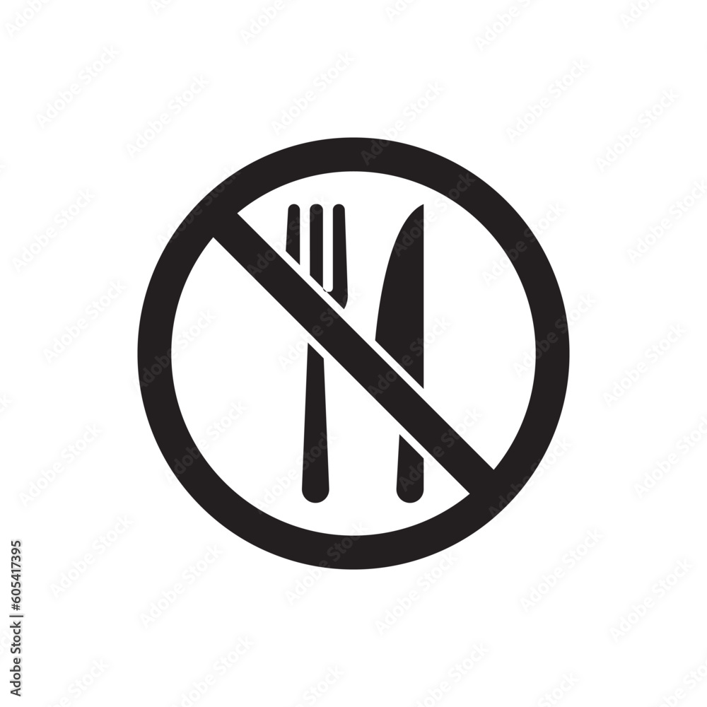 No Food Icon Forbidden Eat Icon No Dinner Vector Sign Prohibited Eating Vector Icon Warning