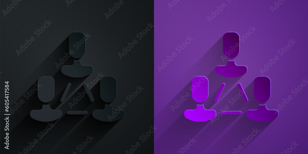 Paper cut Business hierarchy organogram chart infographics icon ...