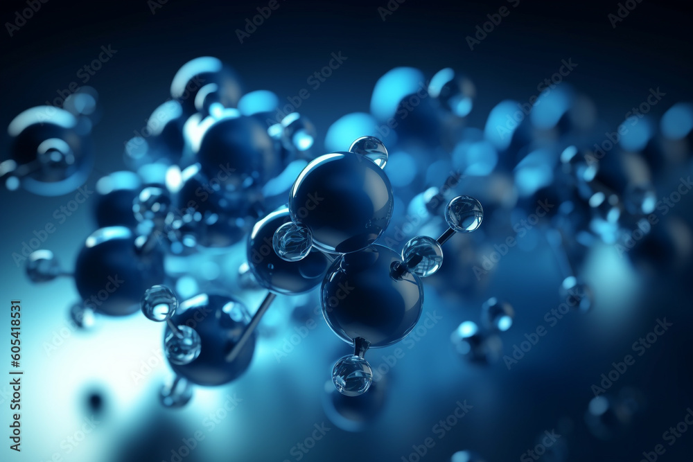 Science concept. Abstract round molecules background connected with ...