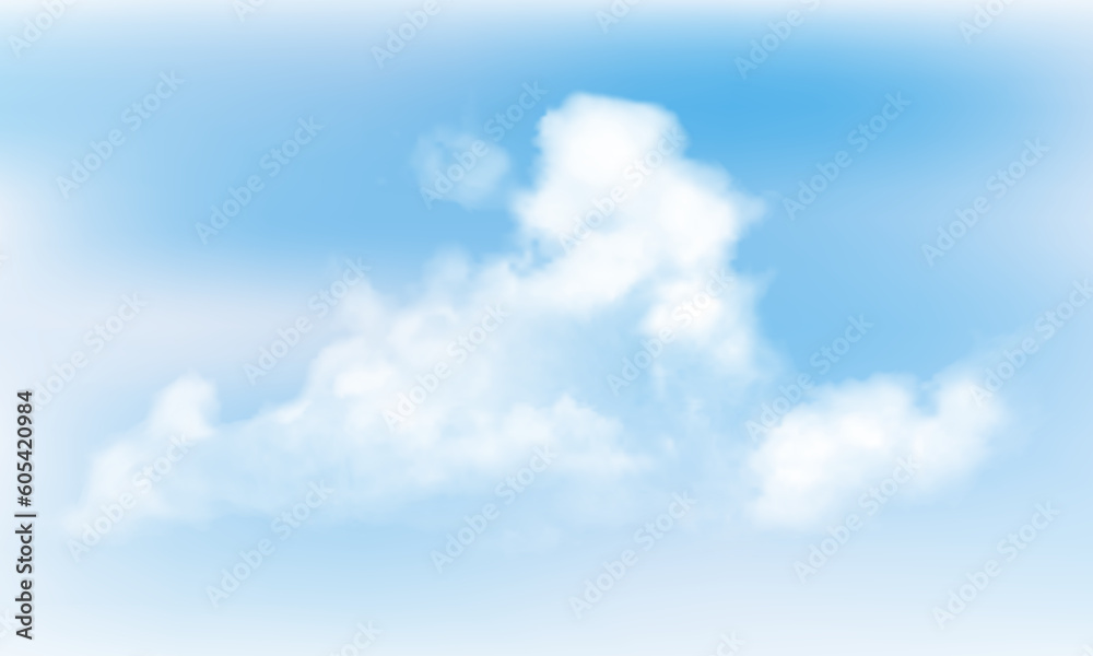 Vector de nubes con cielo despejado de fondo. Cielo celeste. Mediodía. Clima agradable. Nubes ...