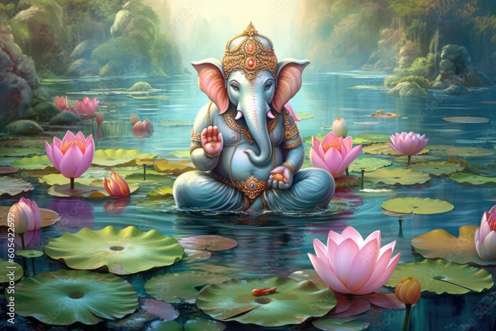 Divine Splendor: Captivating Image of Lord Ganesha, generative AI Stock ...