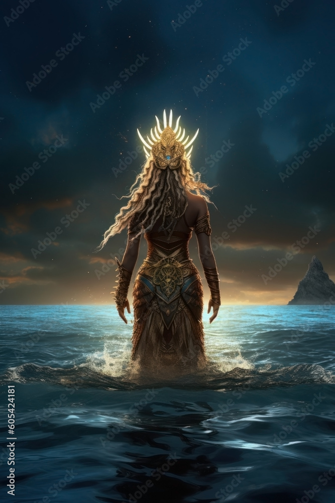 Fantasy goddess of the sea. woman in the sea. Fantasy world. Iemanjá ...