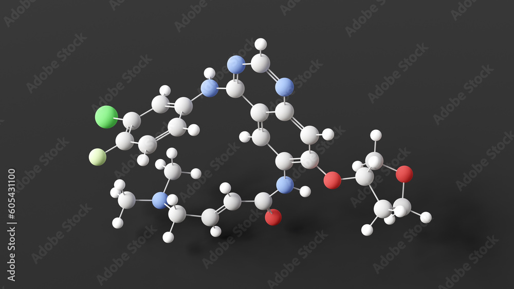 afatinib molecule, molecular structure, antineoplastic agents, ball and ...