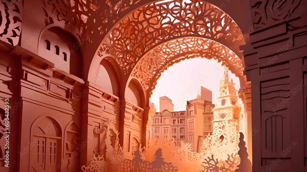 Papercut Illustration Paris & France, panorama travel postcard, poster ...