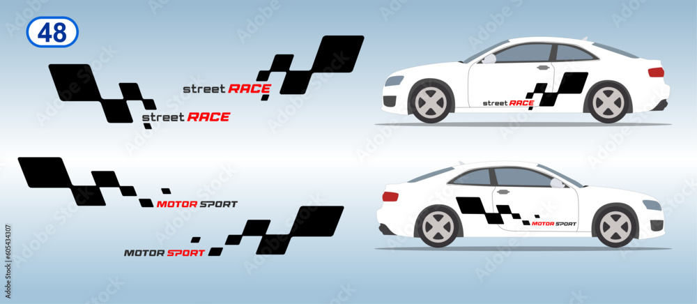 Car side door sticker stripe design. Auto vinyl decal template ...