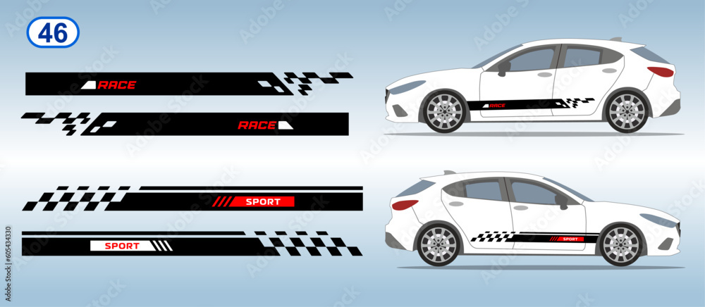 Car side door sticker stripe design. Auto vinyl decal template ...