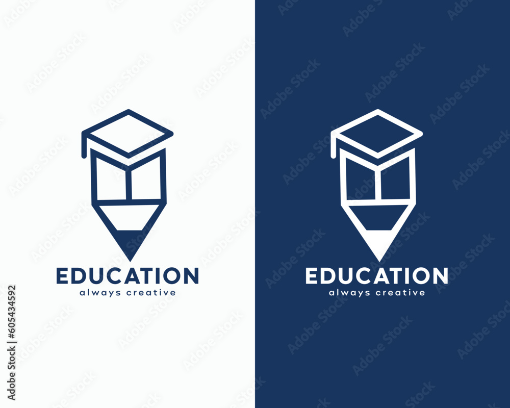 University college school logo template. Square academic cap line icon ...