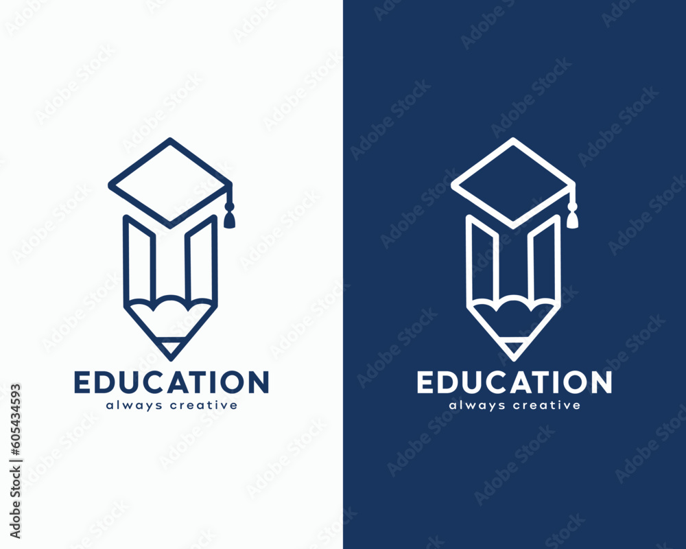 University college school logo template. Square academic cap line icon ...