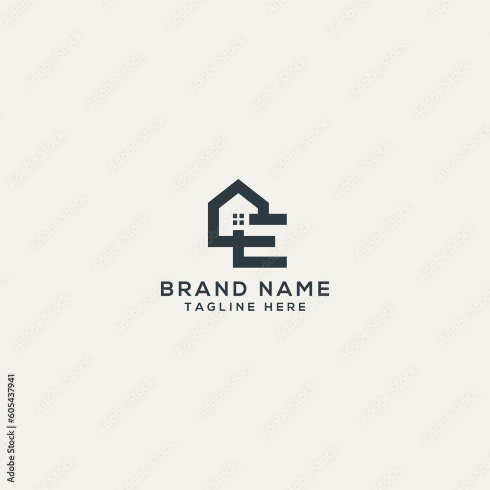 Alphabet letter E house symbol logo icon design template illustration ...