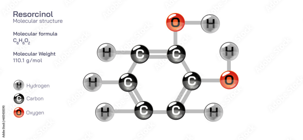 Vetor de resorcinol molecular structure formula. Periodic table ...