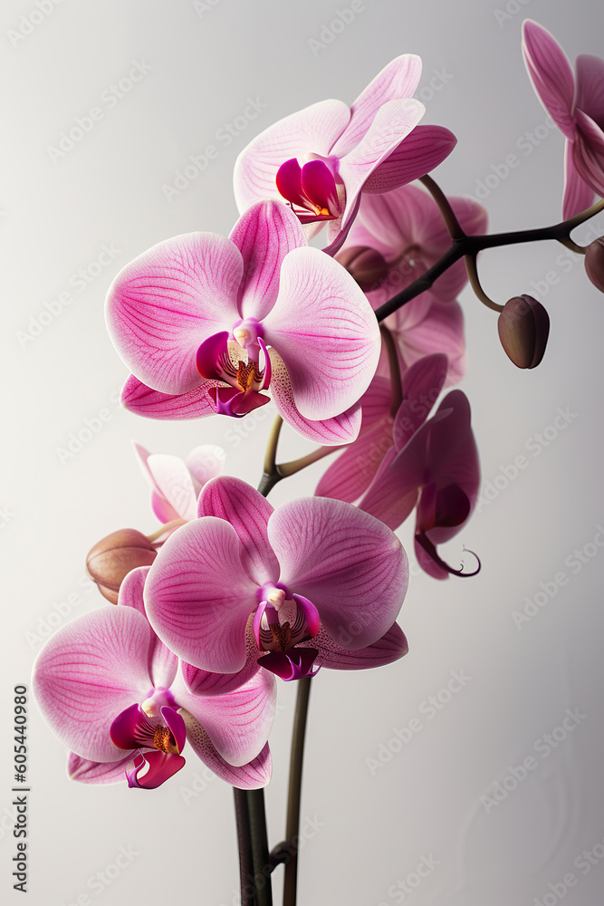 Beautiful orchid flowers. Twig blossoming orchids isolated on white ...