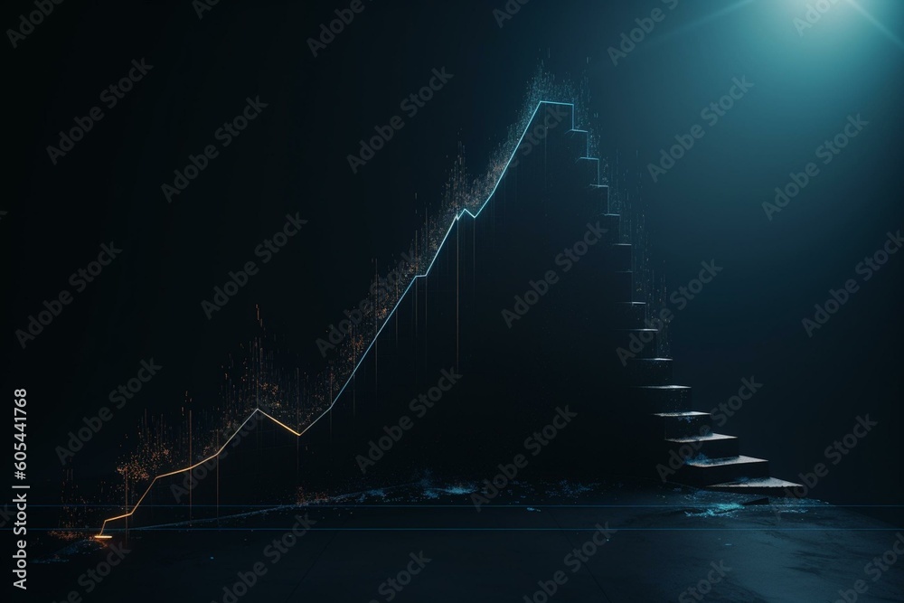 Bright graph with increasing height and curly arrow depicting step-up ...