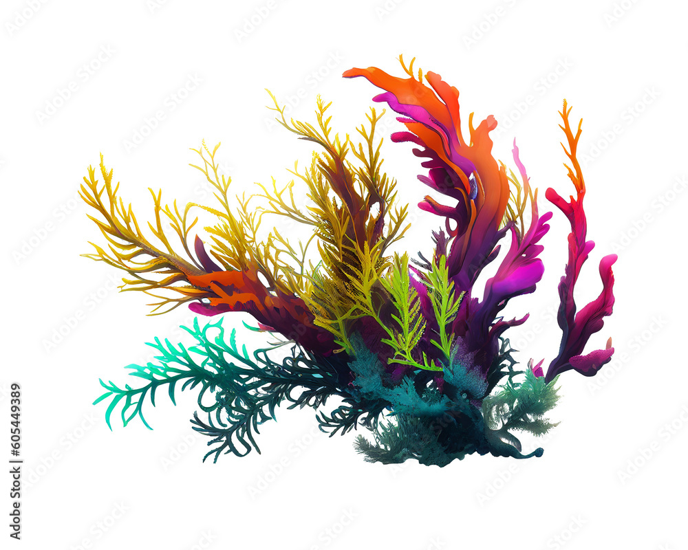 Colorful seaweed on isolated transparent background, perfect for ...
