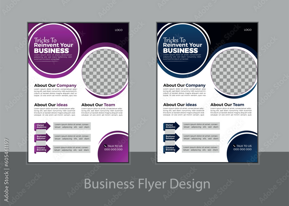 Corporate business flyer template design set with two different color ...