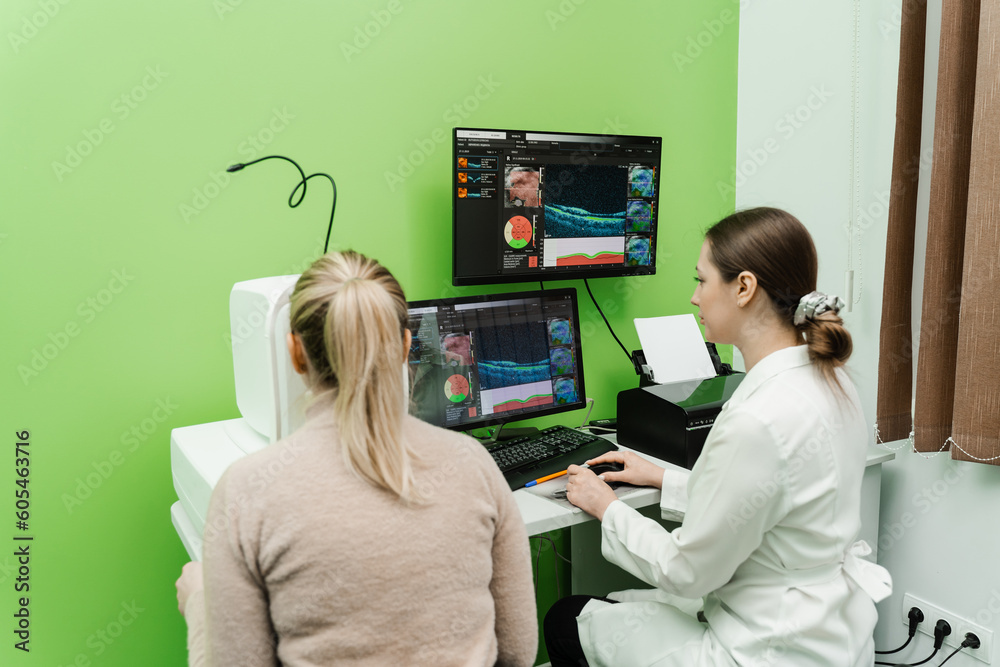 Optical coherence tomography OCT scan to create pictures of the back of ...