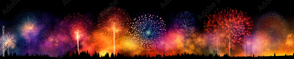 Color fireworks background - Festive banner celebration design ...