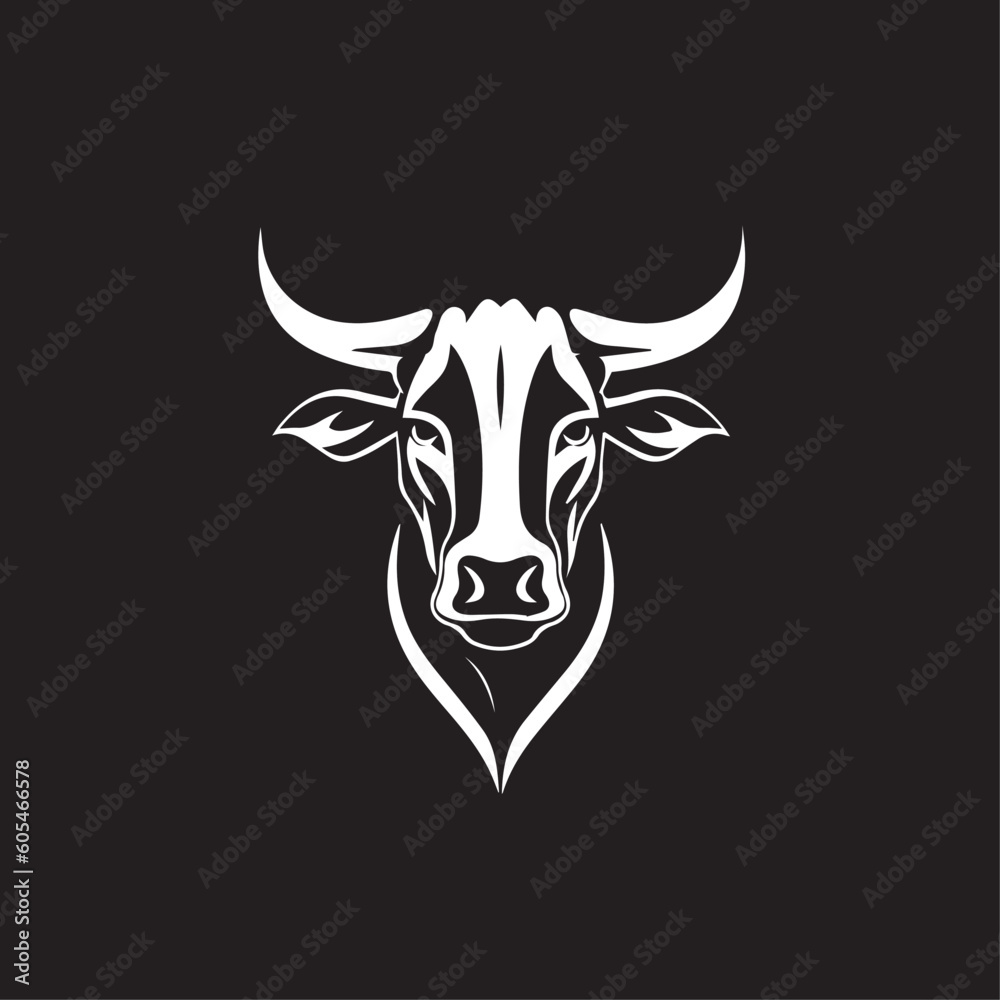 Cow for an icon or symbol isolated, black and white. 2d vector ...
