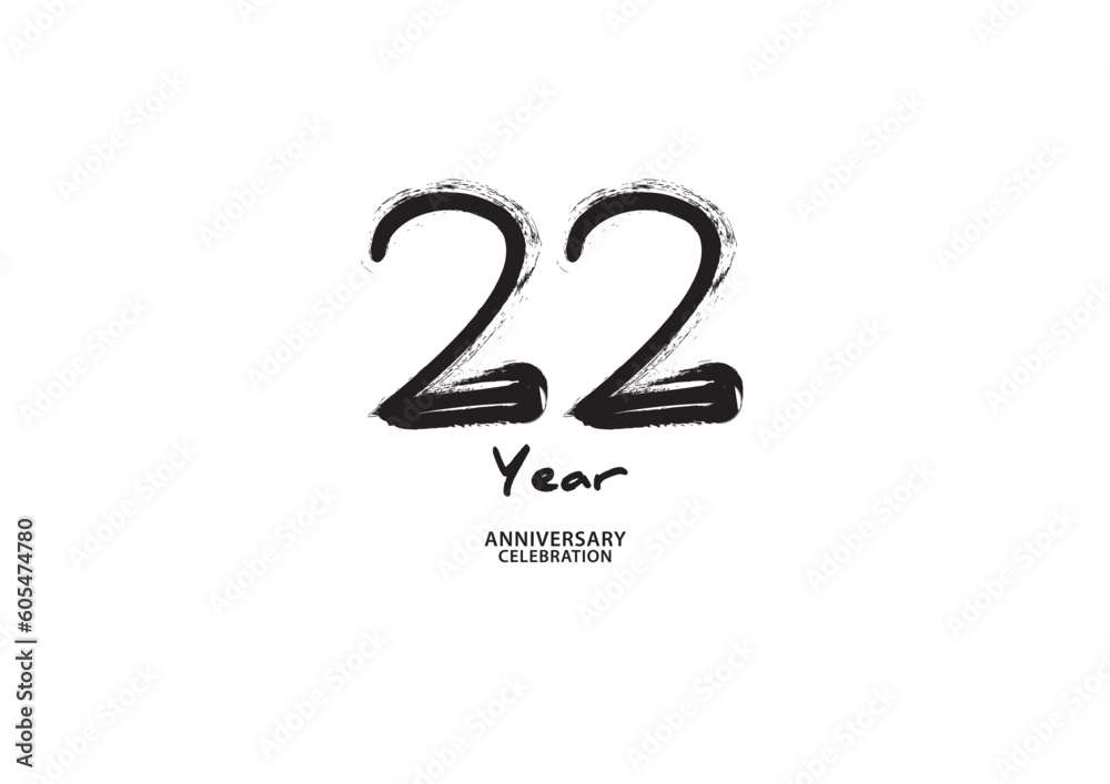 22 year anniversary celebration logotype on white background for poster ...