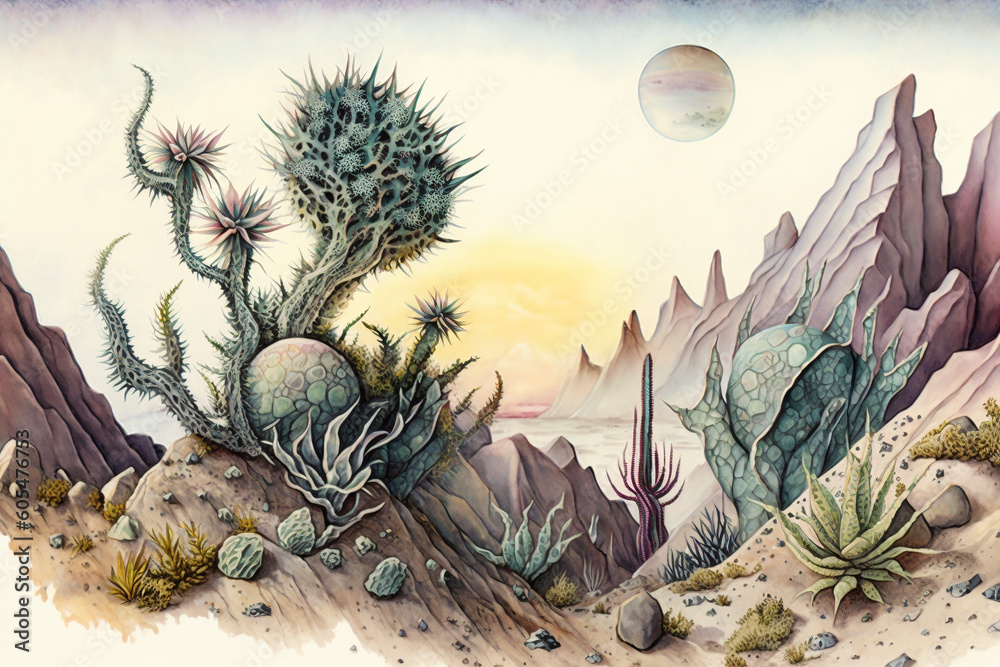 Strange new worlds alien landscapes, beautiful watercolour artwork ...
