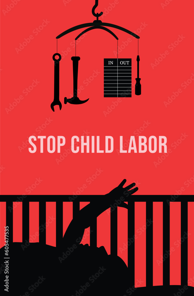 World Day against child labor background, Flat style vector ...