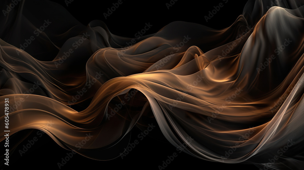 Colorful line and wave background design. Transparent tulle black with ...