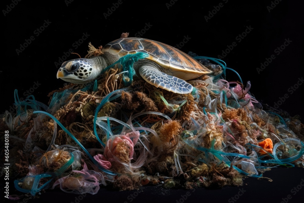 Plastic Ocean Waste Pollution - Sea Turtle Caught In Fishing Net - Save ...