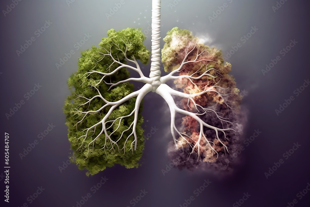 anti tobacco day, Lungs with green and brown side, smoker vs non-smoker ...
