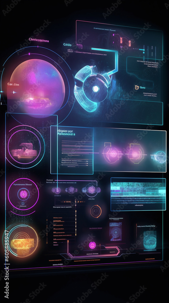 Holographic user interface displaying interactive virtual objects and ...