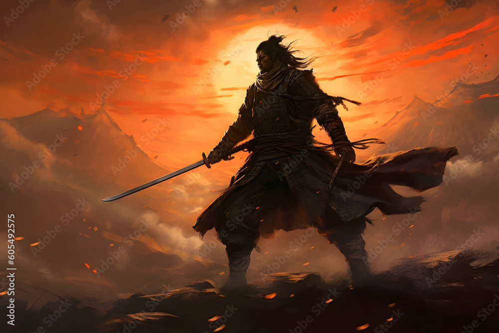 samurai wielding a katana, capturing the intensity and honor in their ...