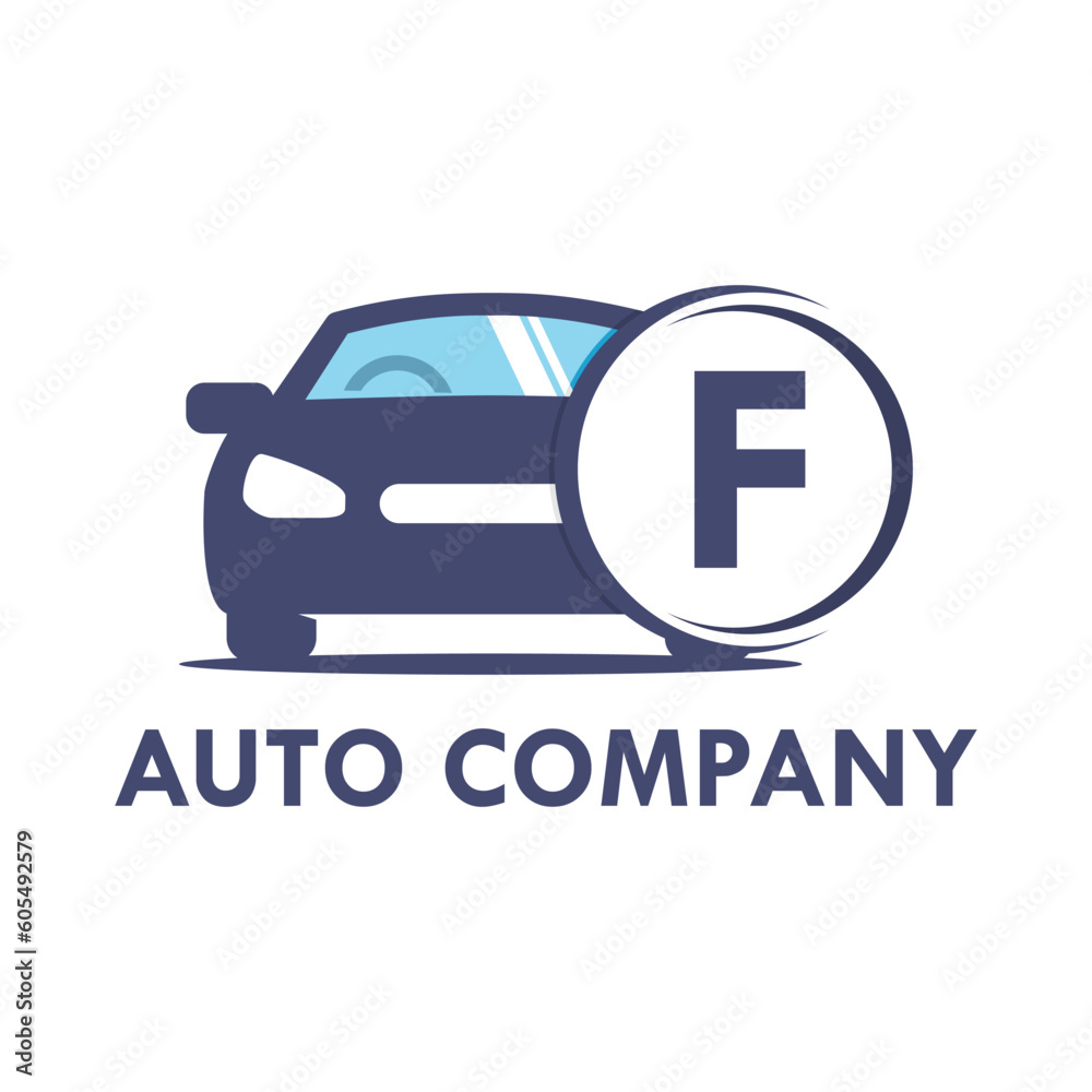 Vetor de Letter f with car template illustration. Fonts for event ...