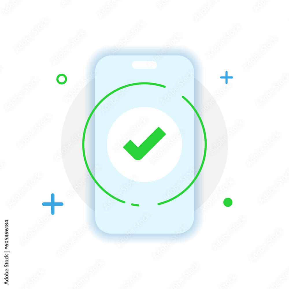 done, check mark on smartphone screen concept illustration flat design ...