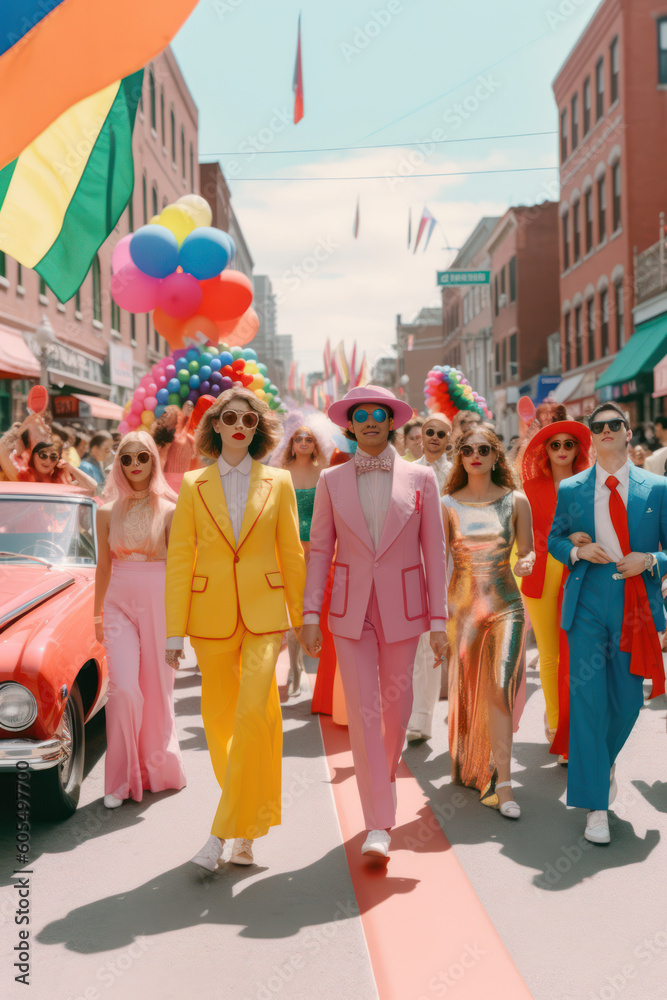 lgbtq+ community during pride parade celebrating pride month with ...
