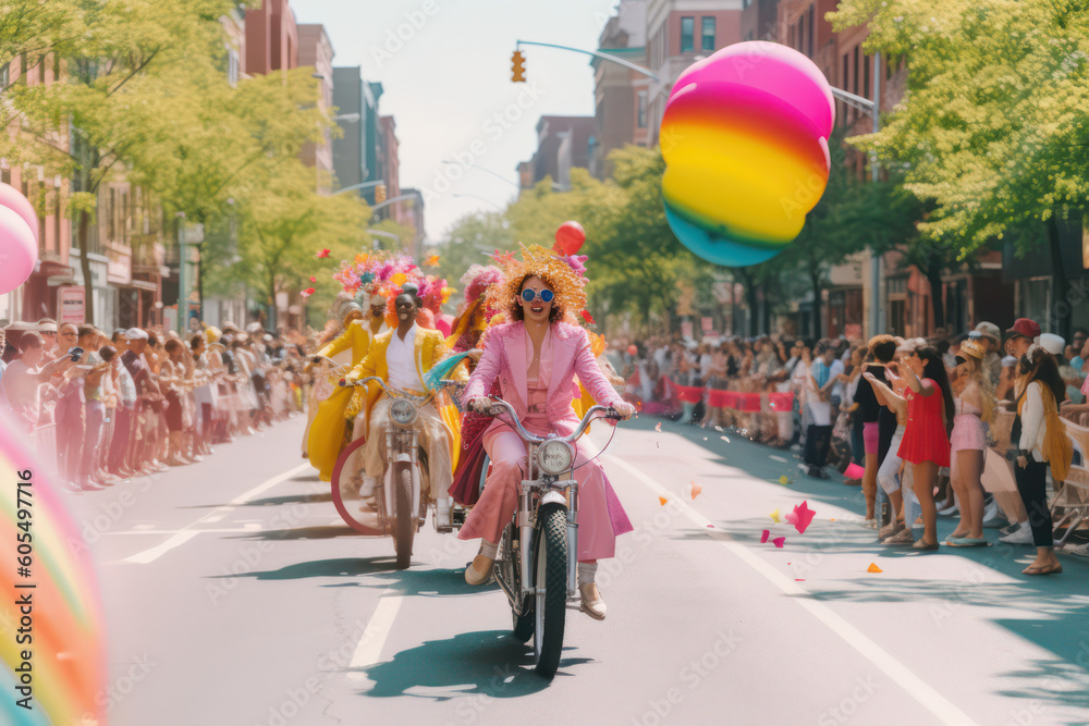 lgbtq+ community during pride parade celebrating pride month with ...