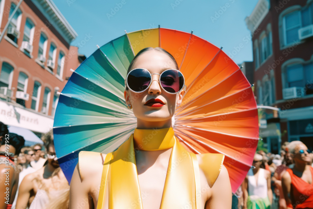 lgbtq+ community during pride parade celebrating pride month with ...