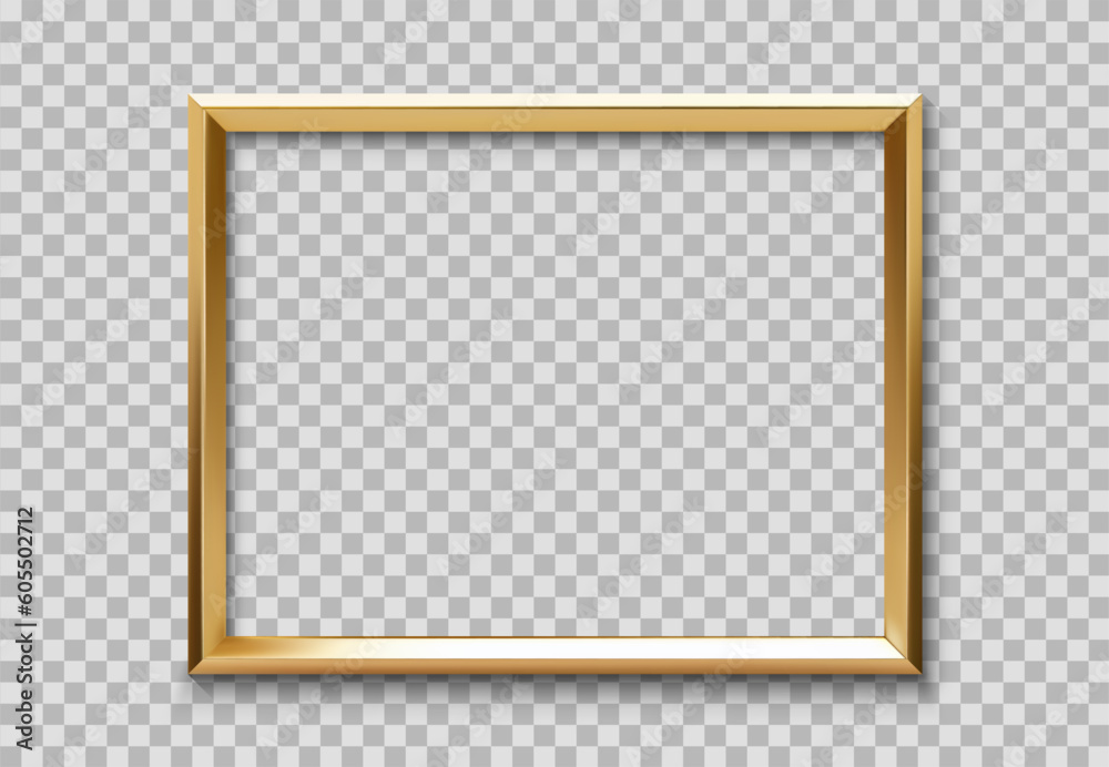 Golden frame border or gold shine square framework, isolated vector on ...