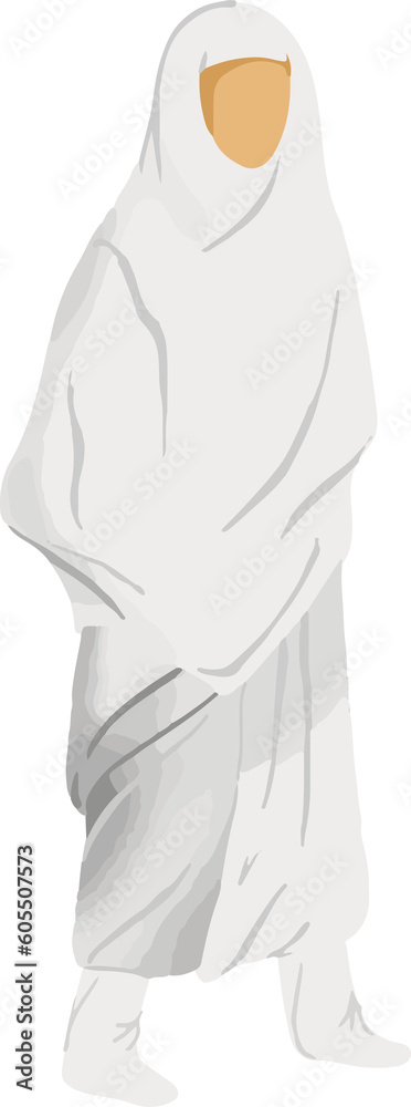Muslimah wear Ihram Uniform for Hajj Stock Illustration | Adobe Stock