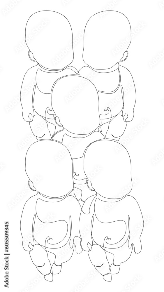 One continuous line of multiple babies. Thin Line Illustration vector ...