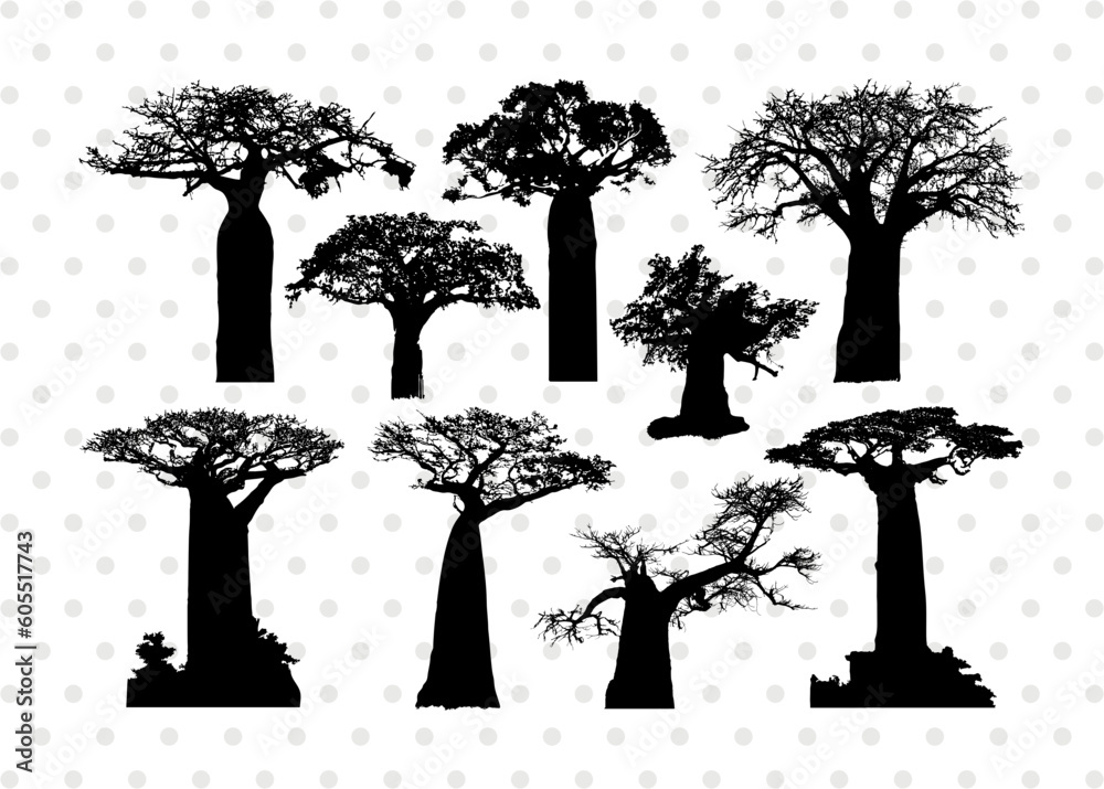 Vetor de Baobab SVG Cut Files | Baobab Silhouette | Baobab Tree Svg ...
