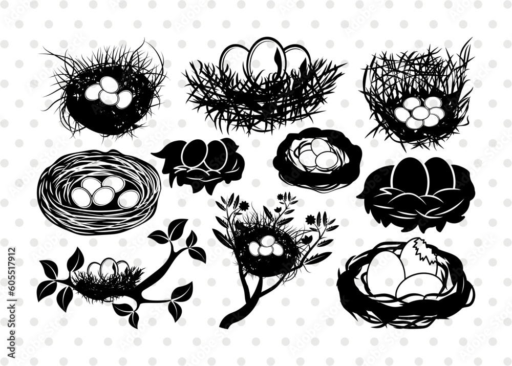 Vetor de Eggs Nest SVG Cut Files | Eggs Nest Silhouette | Eggs Bird Svg ...