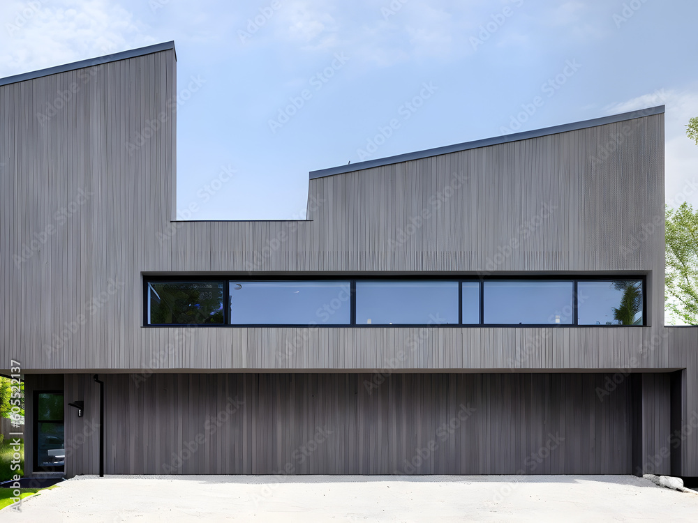 Minimalist, luxurious, scandinavian house, facade design, garden ...