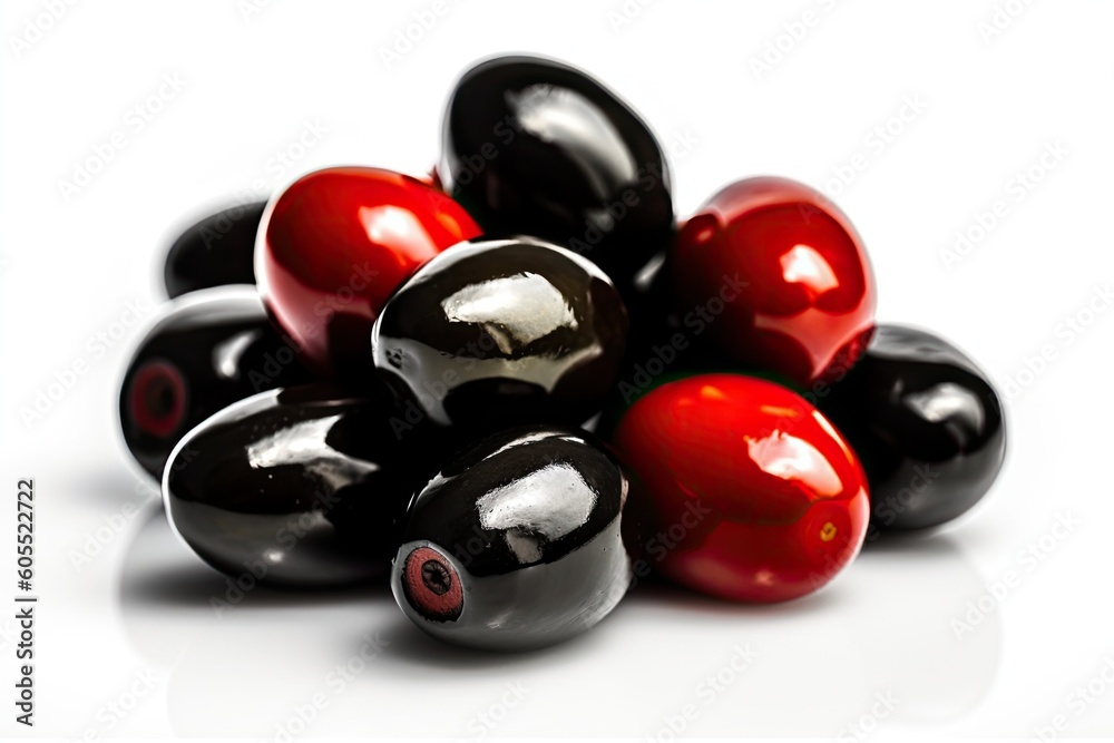 colorful stack of olives, with red and black varieties Generative AI ...