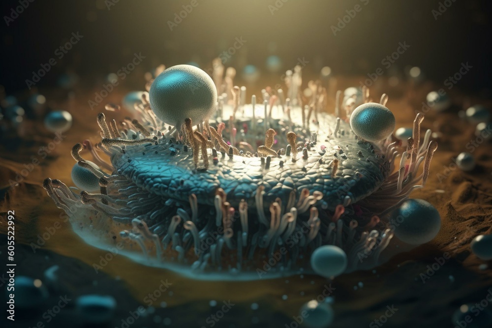 3D model of bacillus bacteria infecting a cell. Generative AI Stock ...