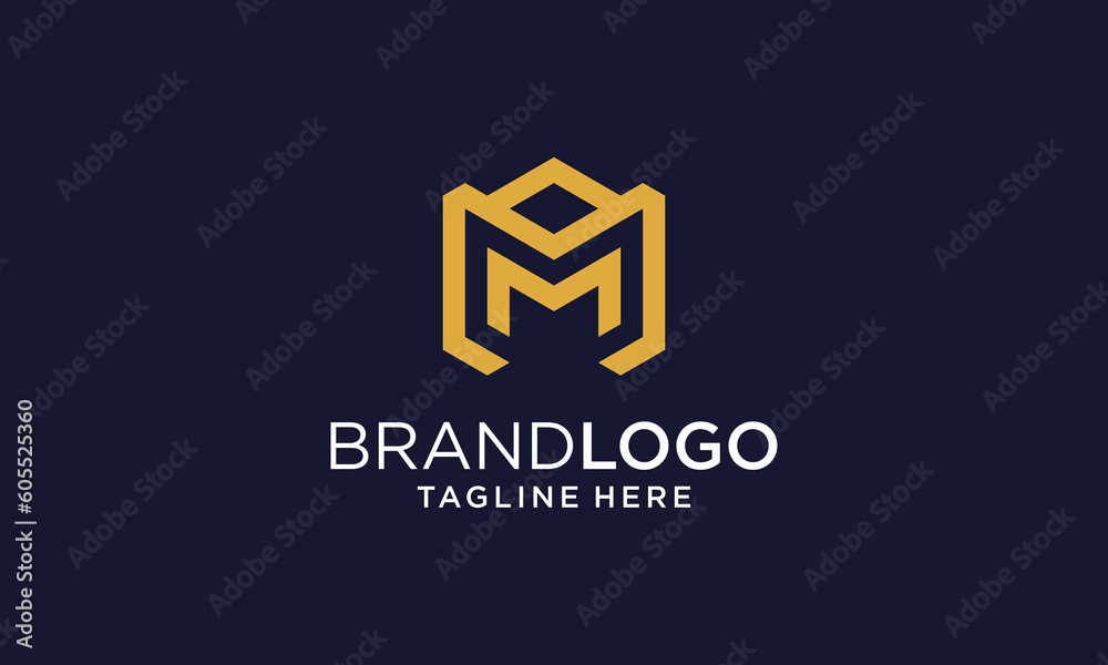 Letter M line logo design. Linear creative minimal monochrome monogram ...