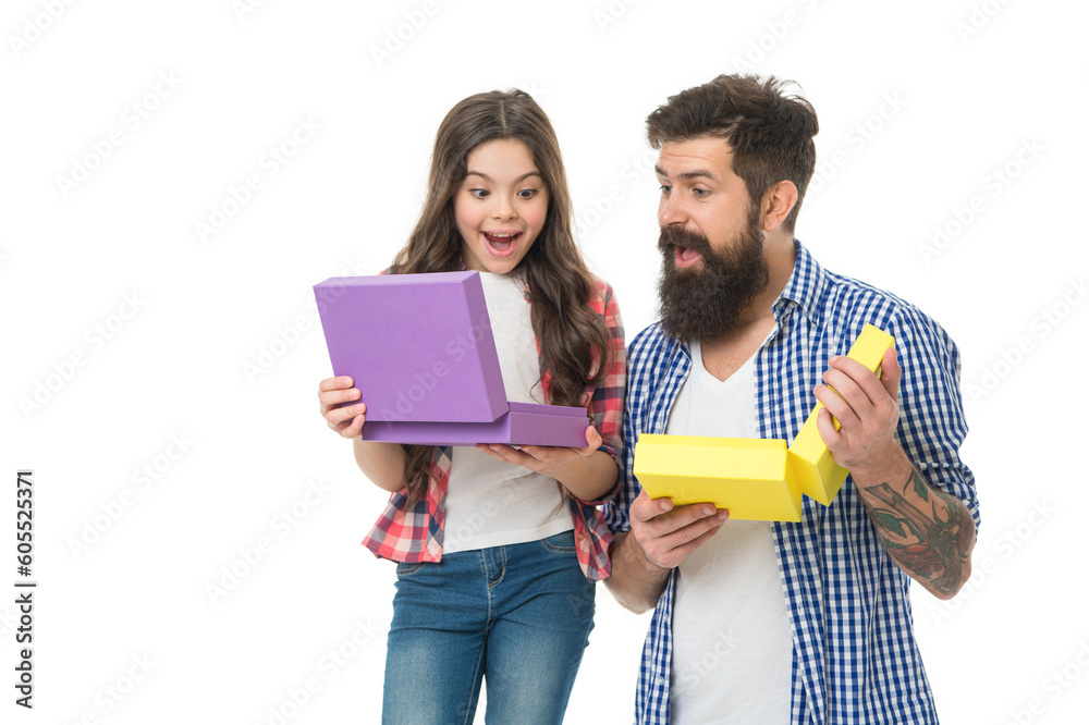 Giving her a surprise present. Adorable little child getting birthday ...