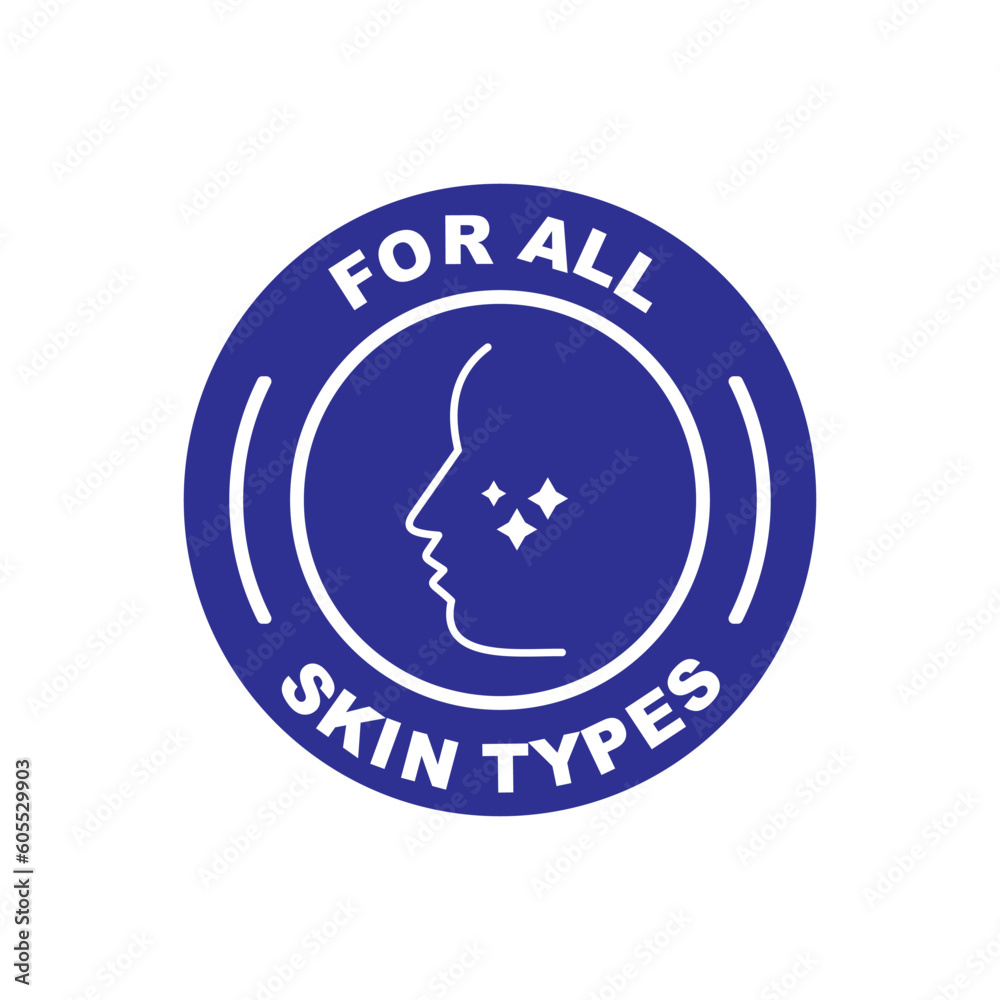 for all skin types icon. suitable for skincare products. color badge ...
