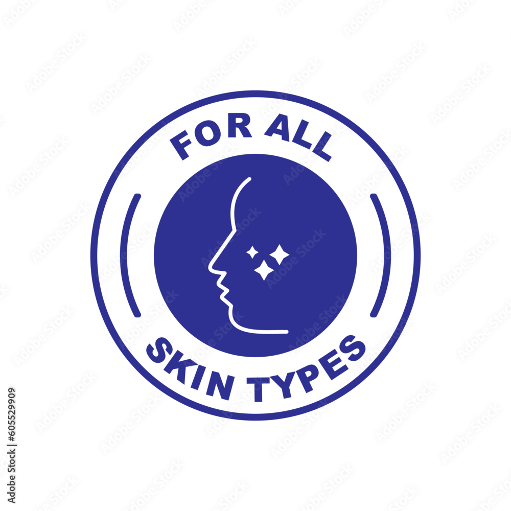 for all skin types icon. suitable for skincare products. color badge ...