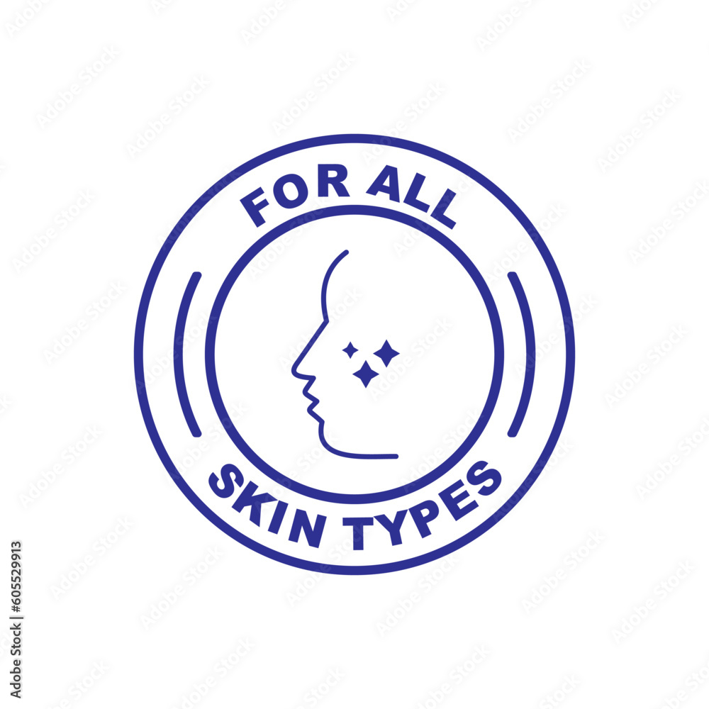 for all skin types icon. suitable for skincare products. color badge ...