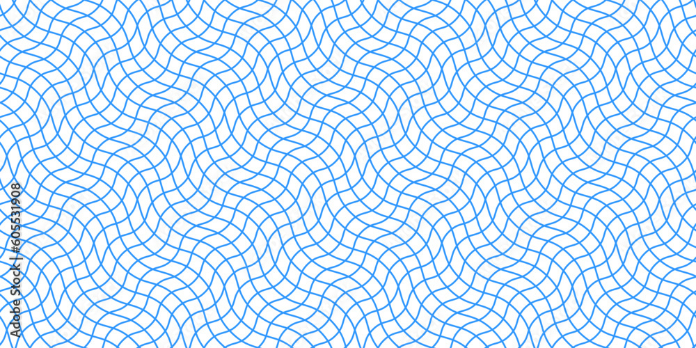 Wavy linear background. Guilloche seamless pattern. Blue moire ornament ...