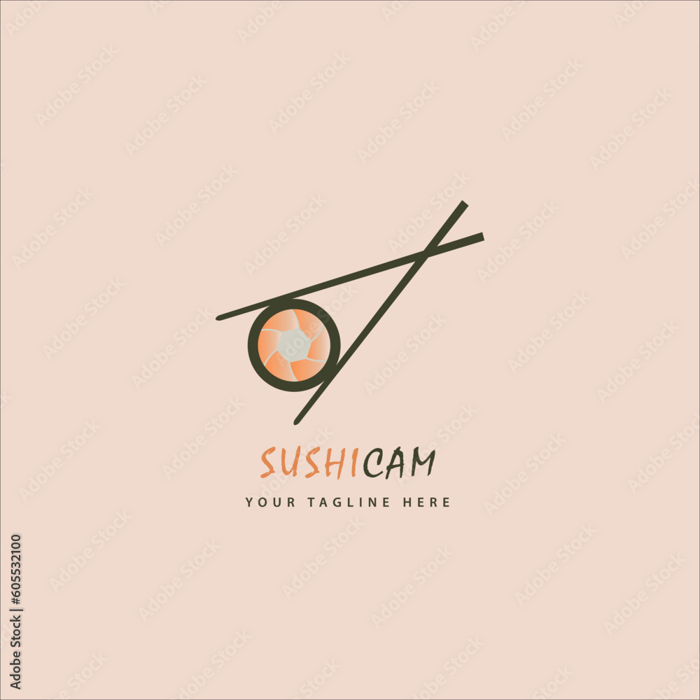 Sushi Camera logo. Vector logo for Japanese Restaurant, Japanese Food ...